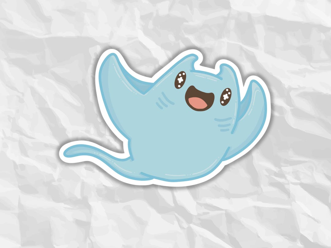 Happy Stingray Die Cut Sticker | Cute Kawaii Ocean Animal Sticker for ...