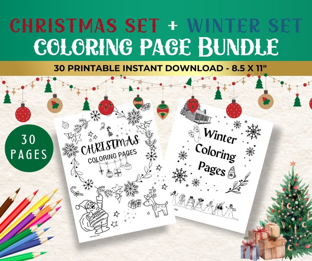 BUNDLE Children's Coloring Pages Winter Coloring Pages Instant Download ...