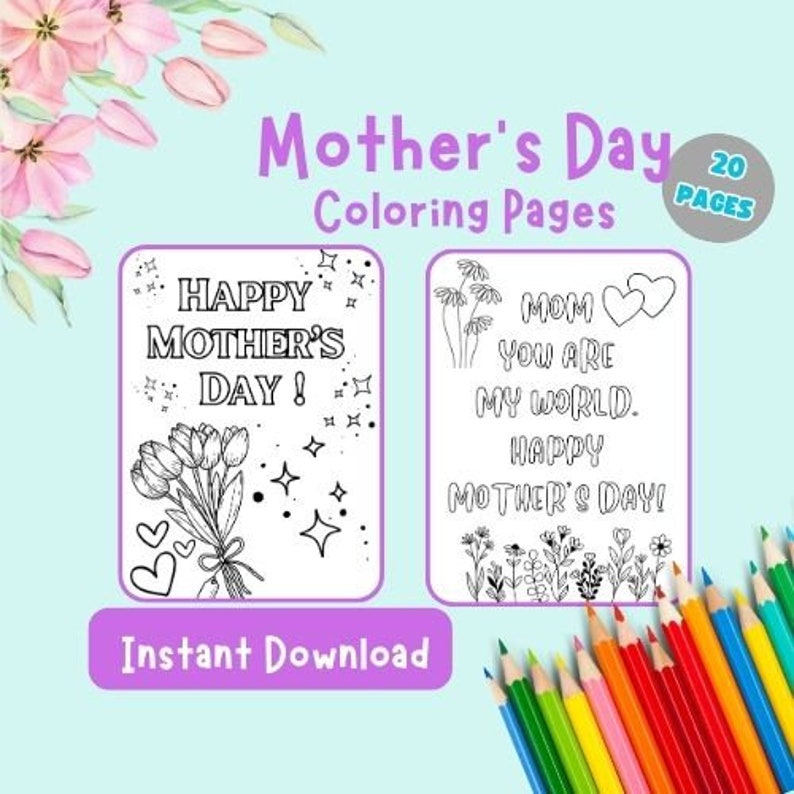 10 Mother's Day Printable Coloring Pages, Printable Mom Gift, Lovely ...