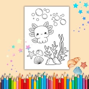 Axolotl Coloring Pages Kids Activity Kids Printables Instant Download ...