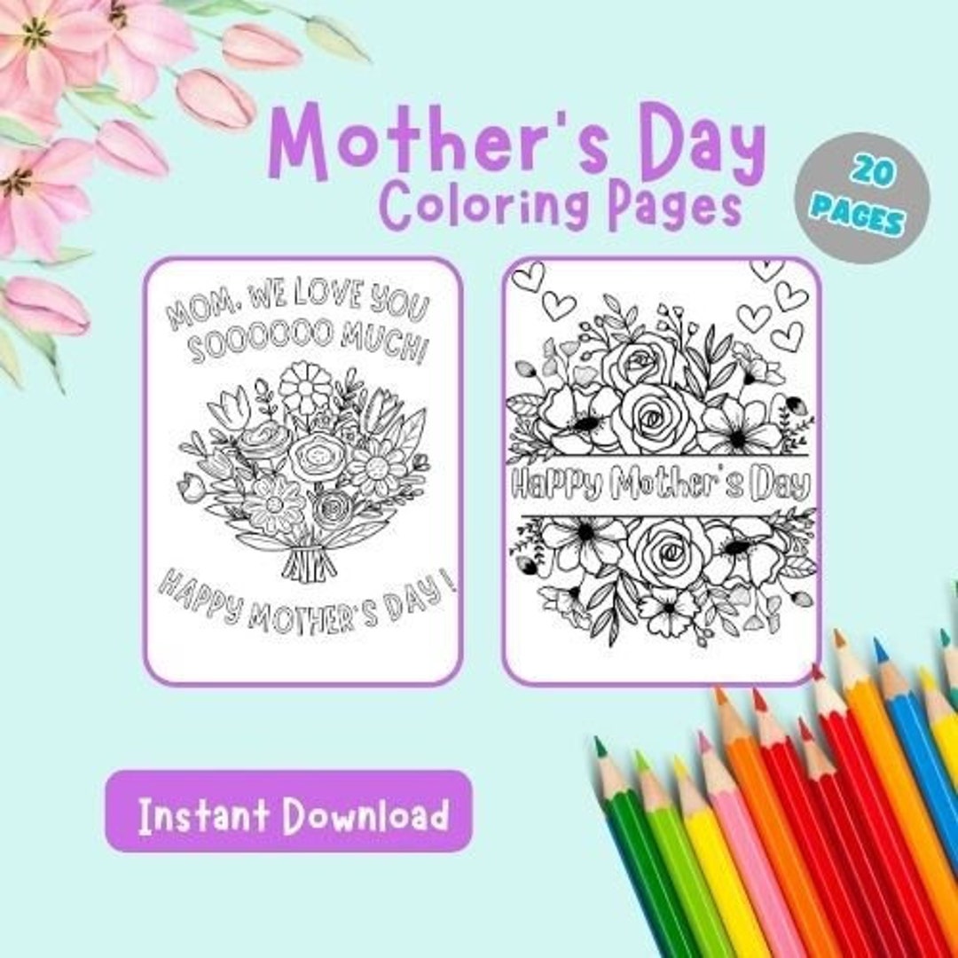 10 Mother's Day Printable Coloring Pages, Printable Mom Gift, Lovely ...