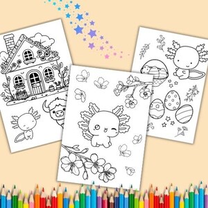 Axolotl Coloring Pages Kids Activity Kids Printables Instant Download ...
