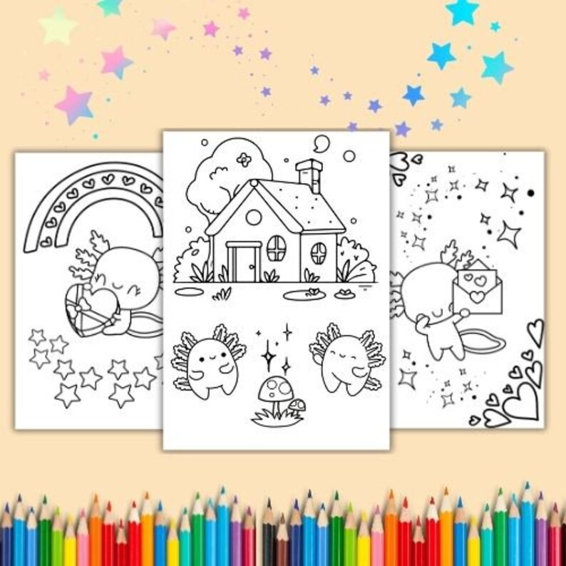 20 Axolotl Coloring Pages, Kids Activity, Kids Printables, Instant ...