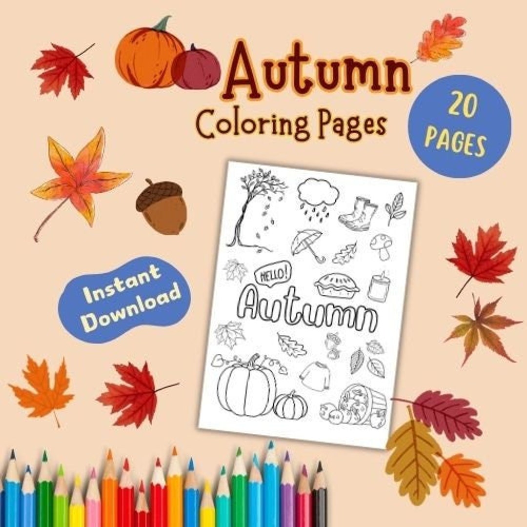 Fall Coloring Digital Pages Printable Coloring Activity Pages for Kids ...