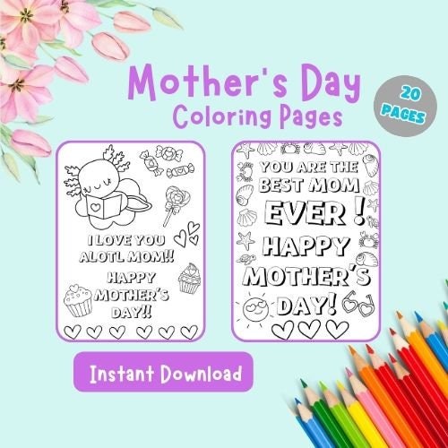 10 Mother's Day Printable Coloring Pages, Printable Mom Gift, Lovely ...
