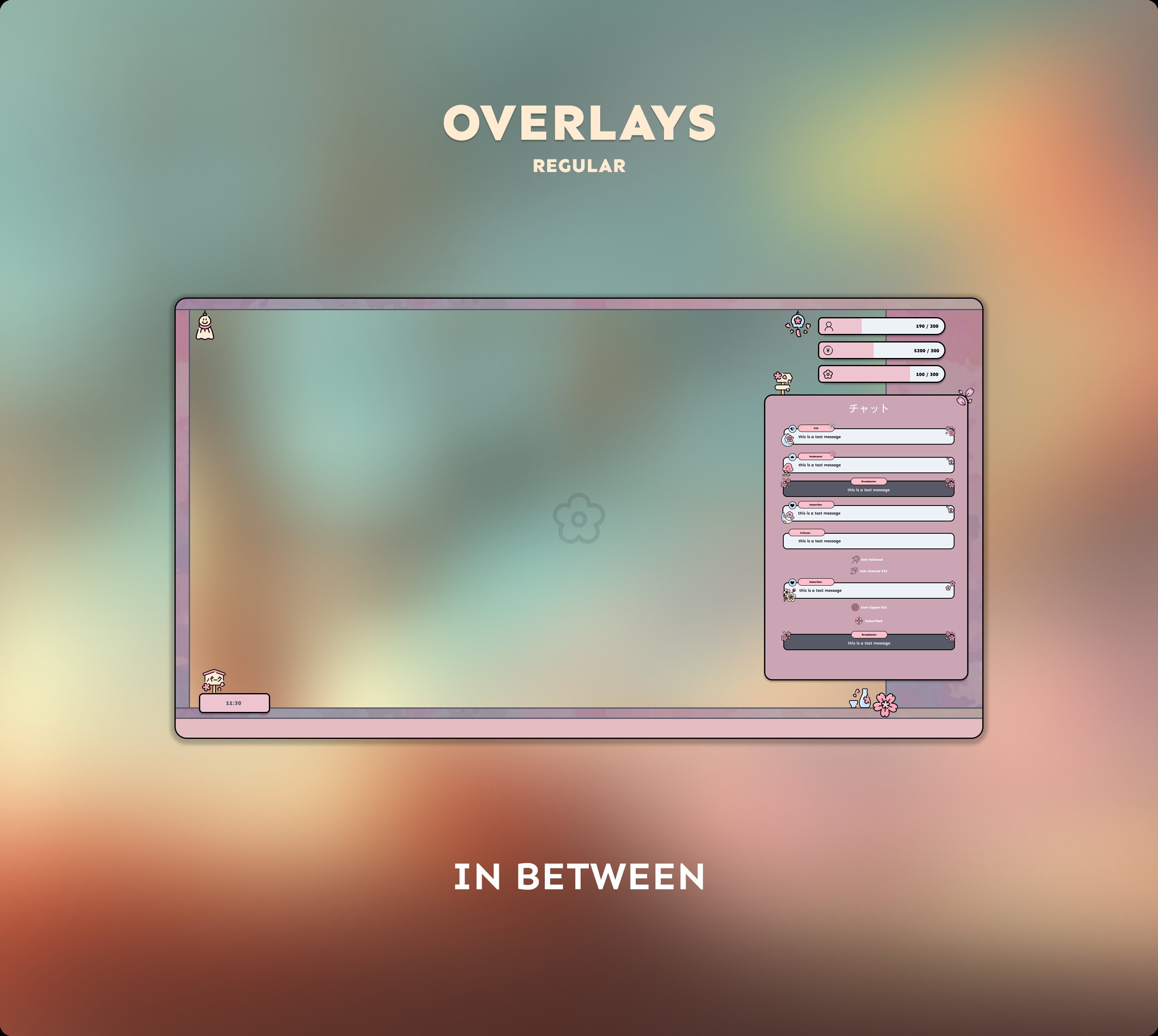 Sakura Stream Pack . Stream Overlay . Streamoverlay . Chat Widget ...