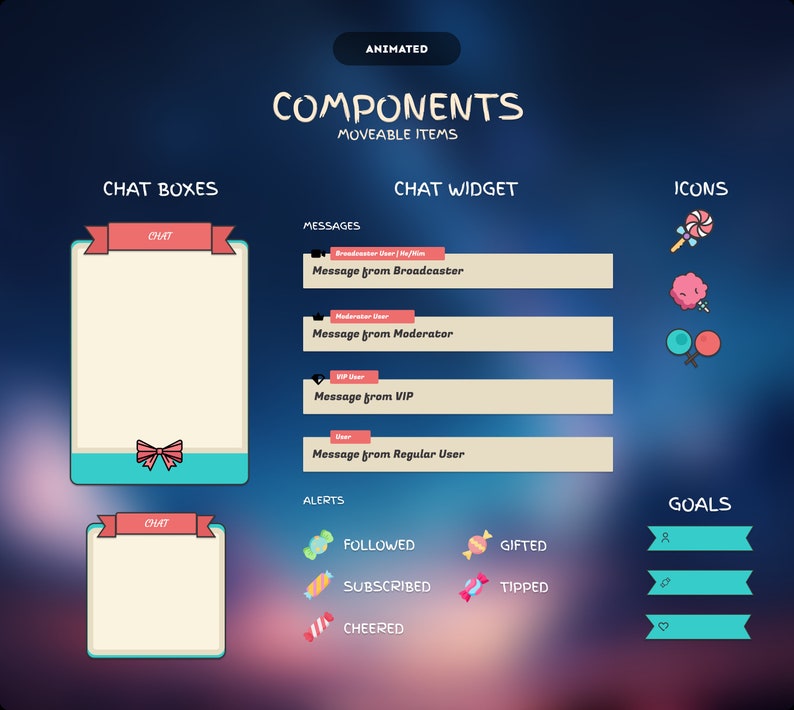 Candy Stream Pack . Stream Overlay . Streamoverlay . Chat Widget ...