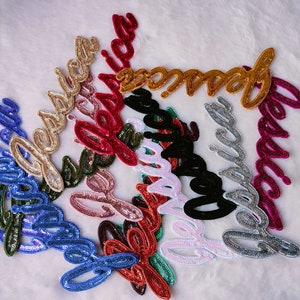 Sequin Name Patch Embroidered for Jacket, Hat, Tshirt, Hoodies in ...