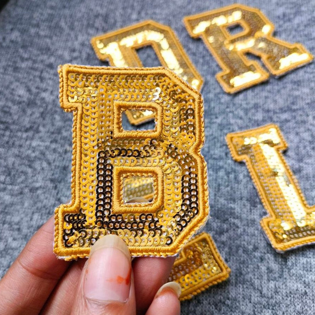 Gold Sequins Letters Patch A-Z, Letter Patches Iron On, Letter ...