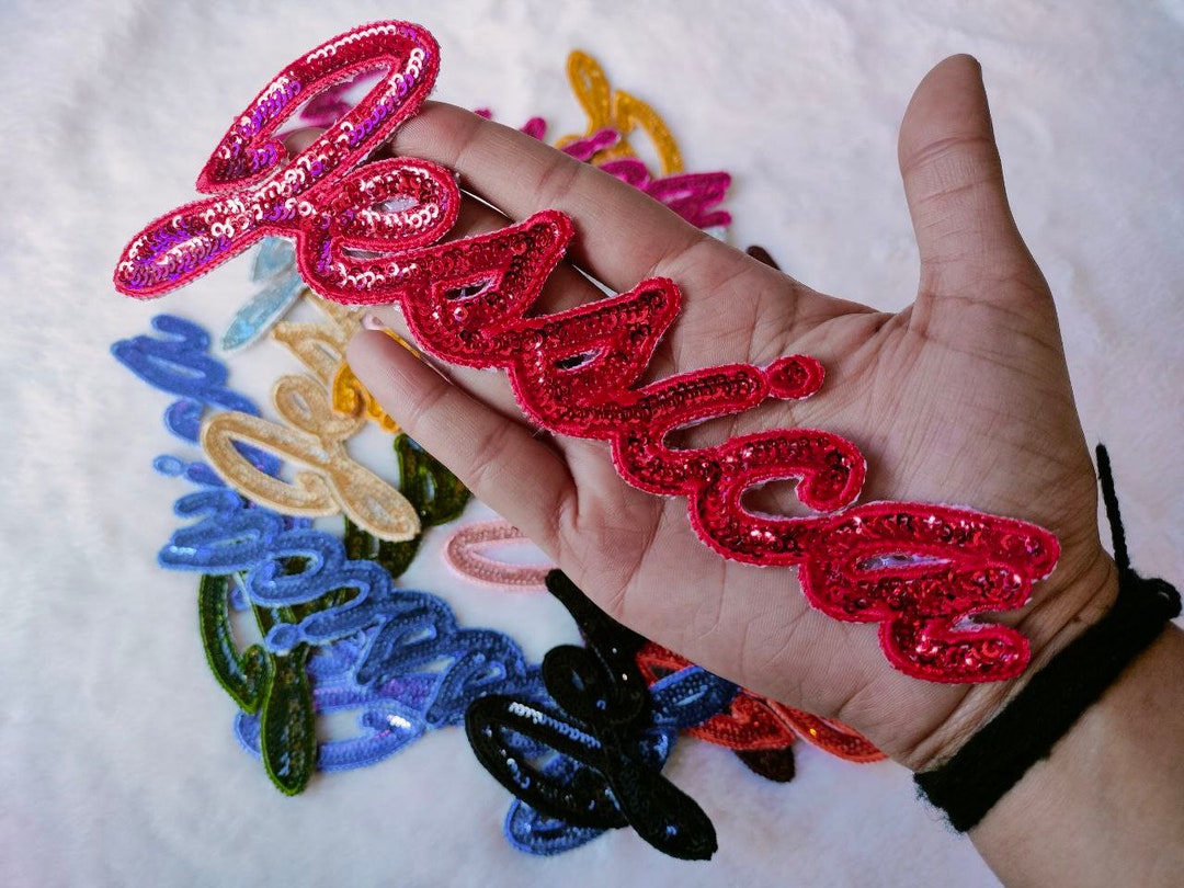 Sequin Name Patch Embroidered for Jacket, Hat, Tshirt, Hoodies in ...