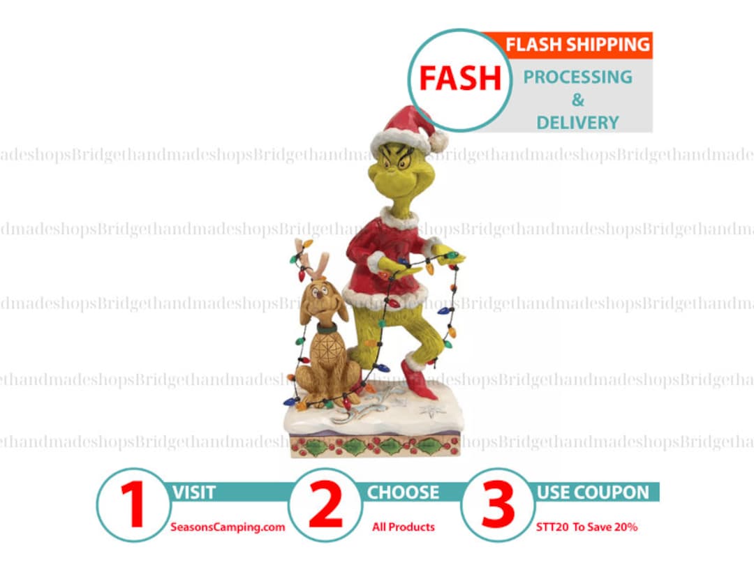 Grinchand Max Wrapped in Light Figurine Qchristmas - Etsy
