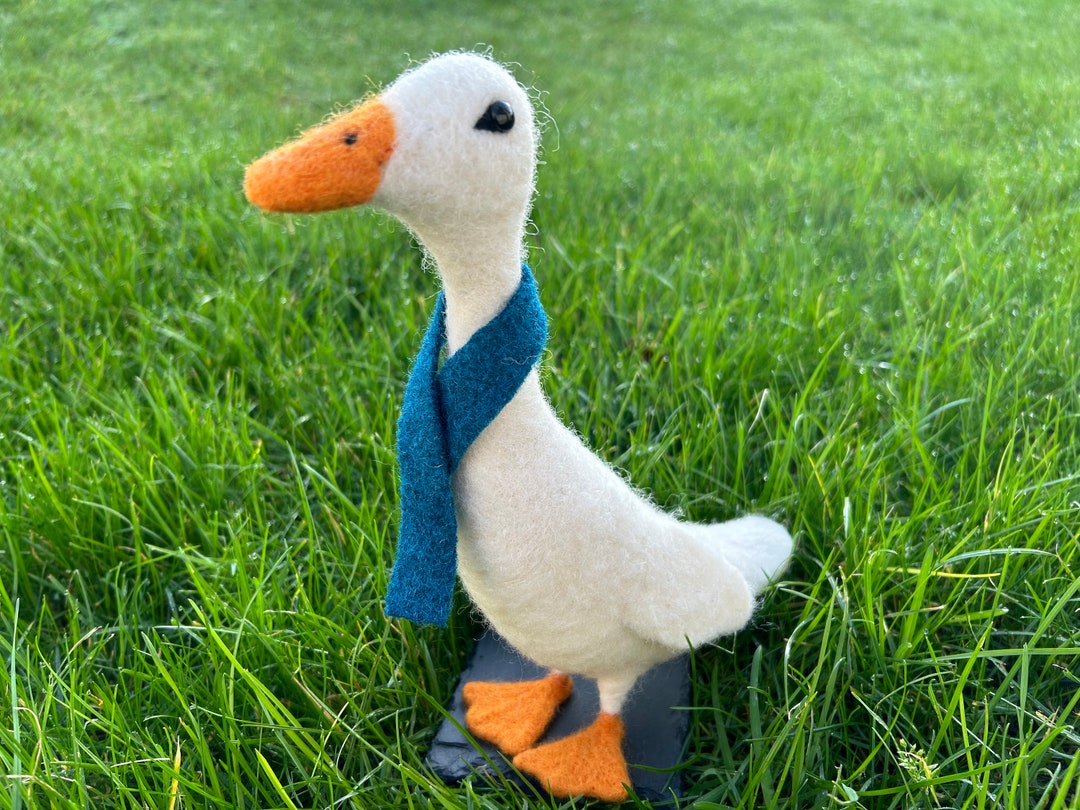 Needle Felted Bird, Duck With Scarf, Tall Bird, Long Necked Goose - Etsy
