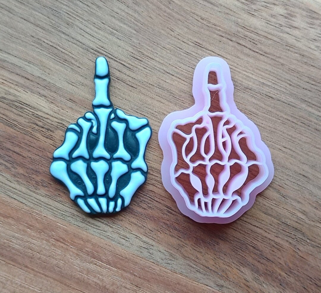 Middle Finger | Skeleton Hand | Polymer Clay Cutter - Etsy