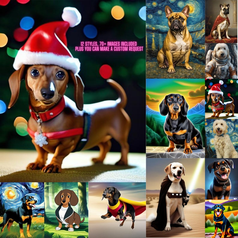 Custom Dog Portraits, Pet Portrait From Photos, Portrait Dogs ...