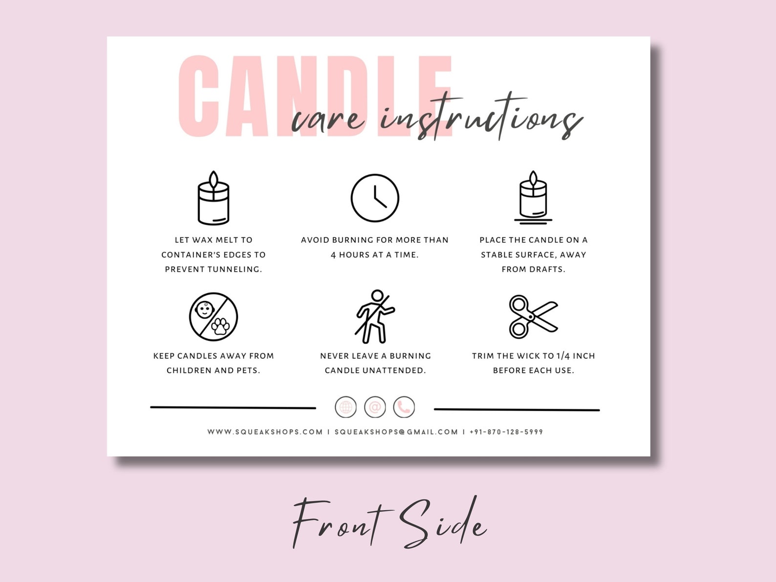 Candle Care Instructions Card Template, Candle Care Instructions Card ...