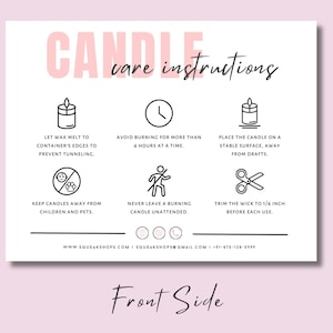 Candle Care Instructions Card Template, Candle Care Instructions Card ...