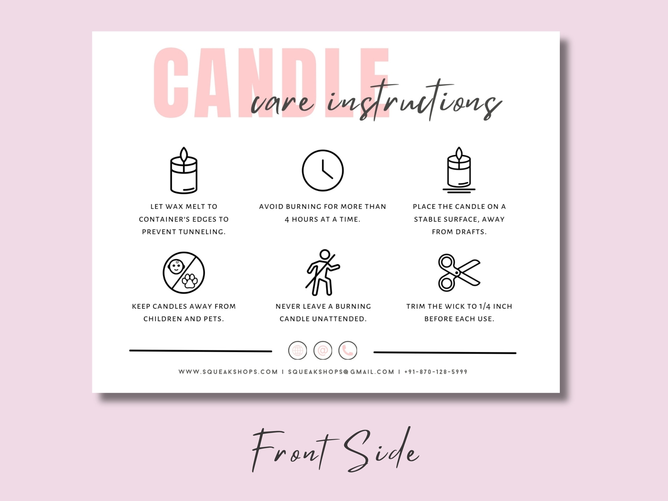 Candle Care Instructions Card Template, Candle Care Instructions Card ...