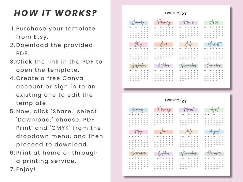 2027 Yearly Calendar: Landscape Planner, A4/letter Size (printable PDF ...