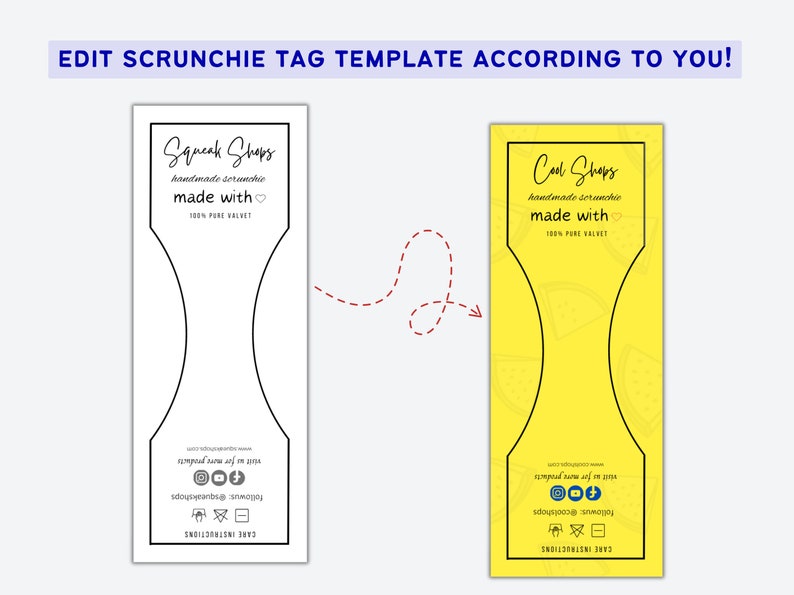 Editable & Printable Scrunchie Tag Template, Scrunchie Label, Scrunchie ...