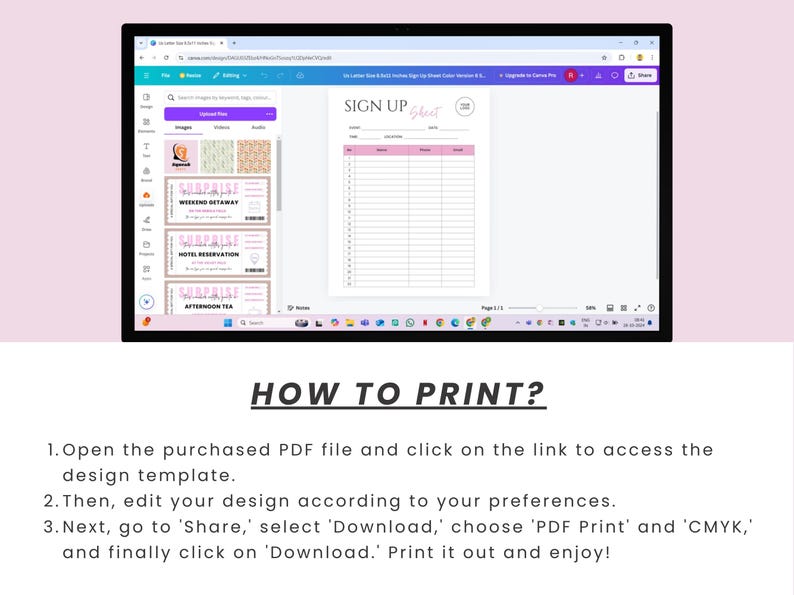 Editable Sign up Sheet Template, Sign up Template, Printable Sign up ...