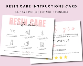 Resin Care Card, Resin Product Care Instructions Guide, Printable Resin ...