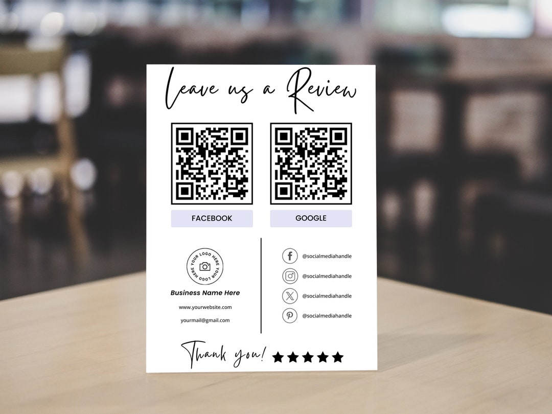 Leave Us A Review Sign Template, Business Review Template, Social Media ...