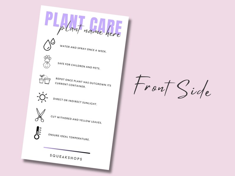 Editable Plant Care Card Template: Printable Guide (2x3.5 Inches) - Etsy