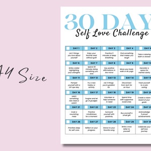 30 Day Self Love Challenge, Printable Self Love Challenge, 30 Days of ...