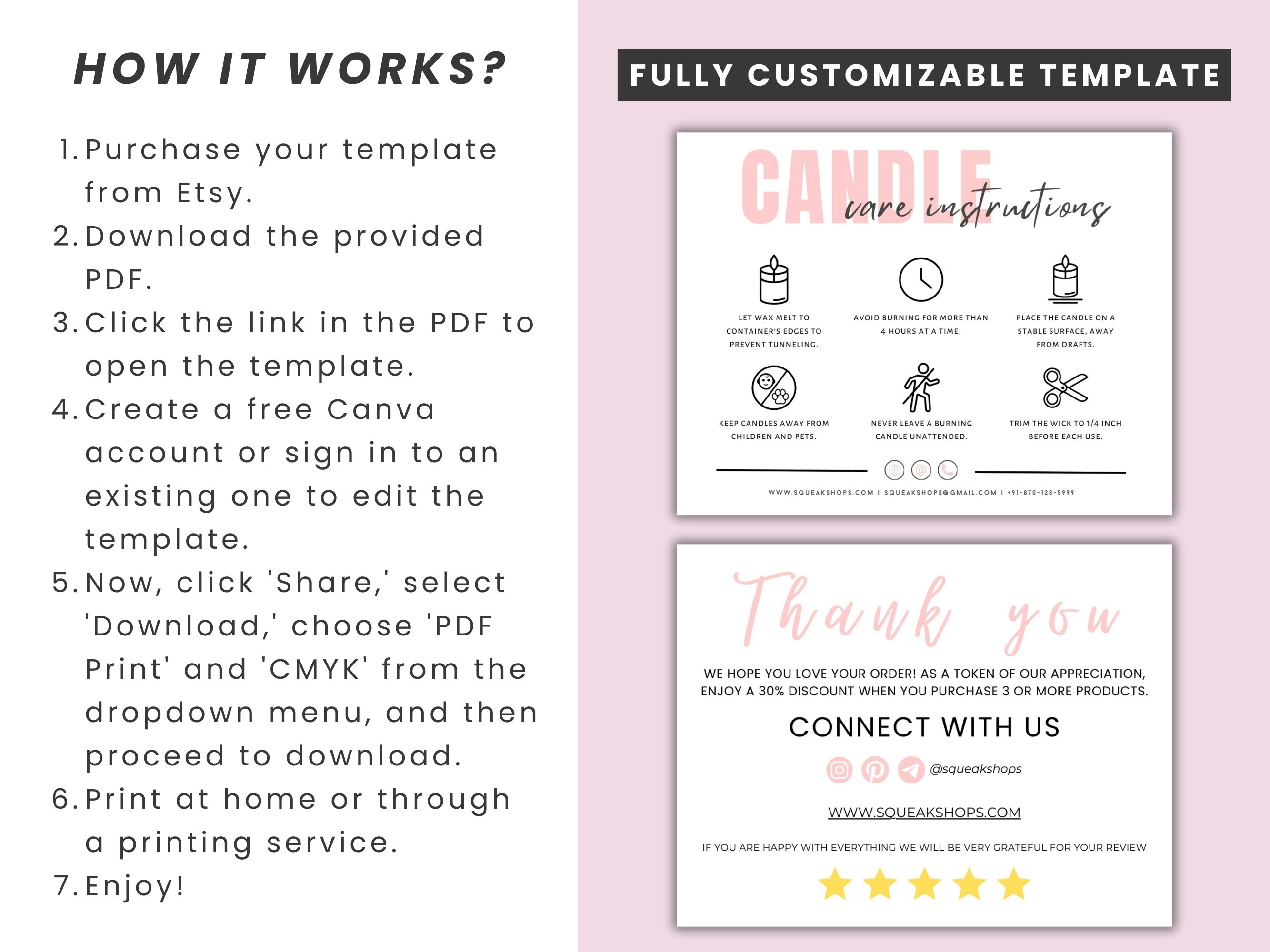 Candle Care Instructions Card Template, Candle Care Instructions Card ...