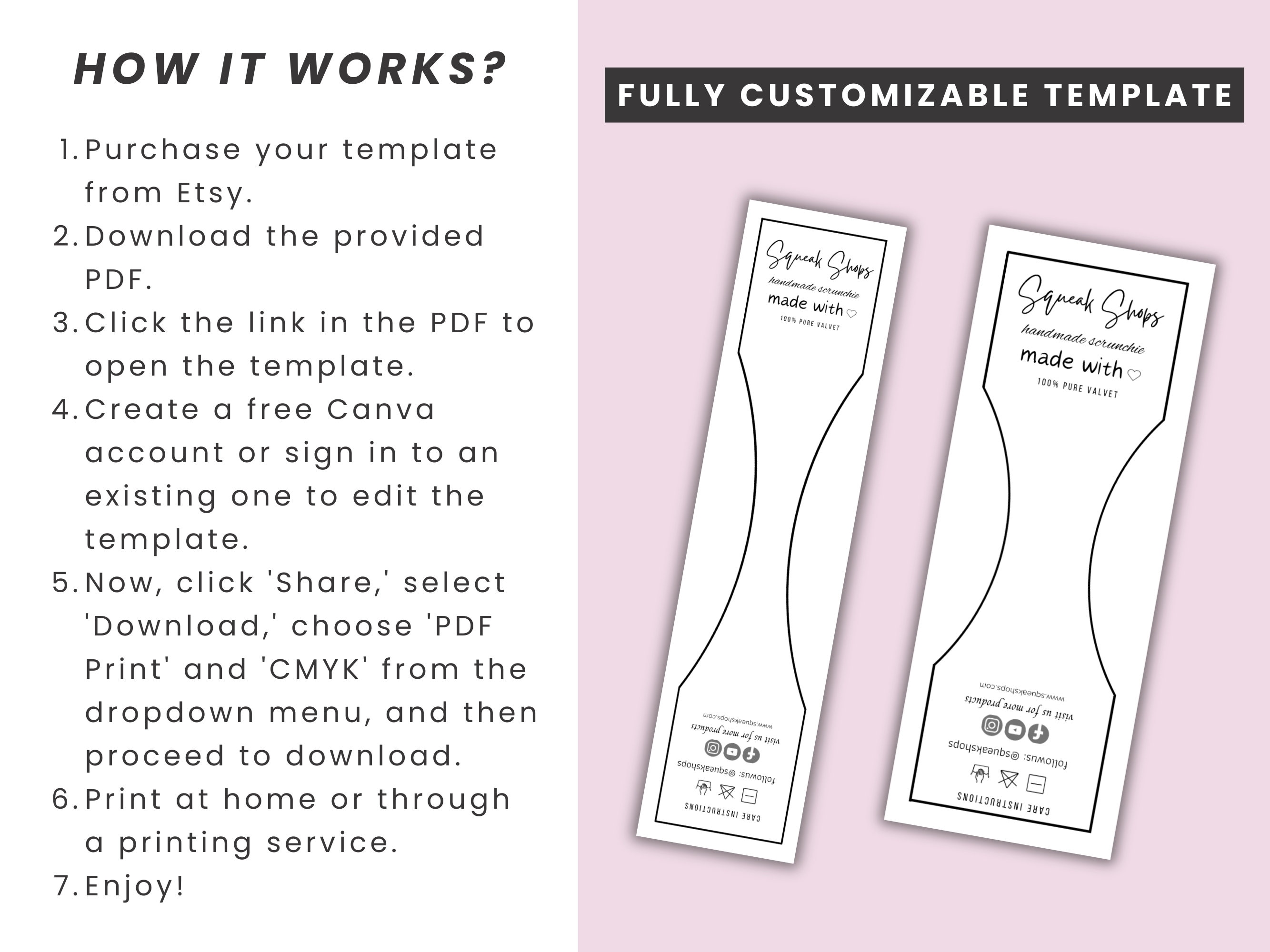 Editable & Printable Scrunchie Tag Template, Scrunchie Label, Scrunchie ...