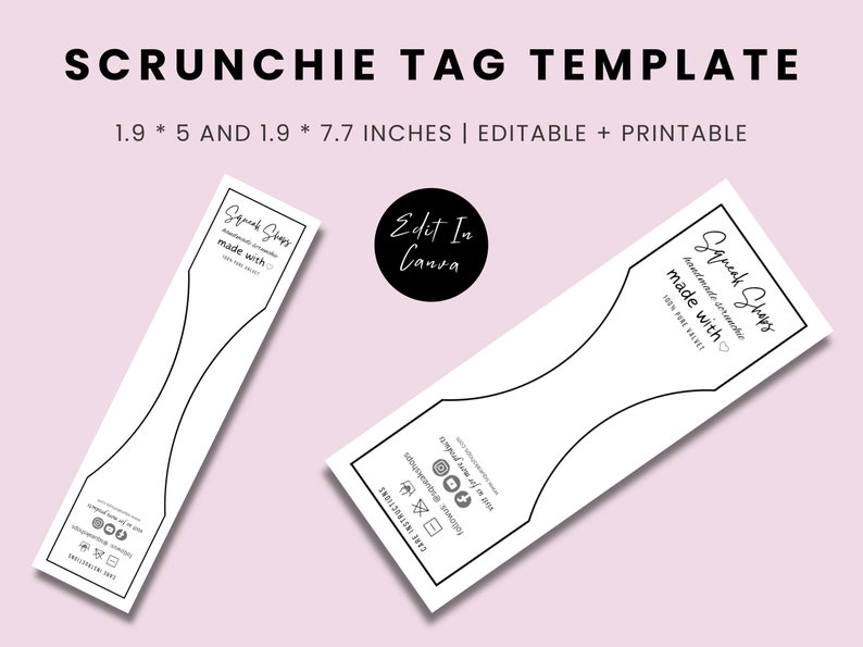 Editable & Printable Scrunchie Tag Template, Scrunchie Label, Scrunchie ...