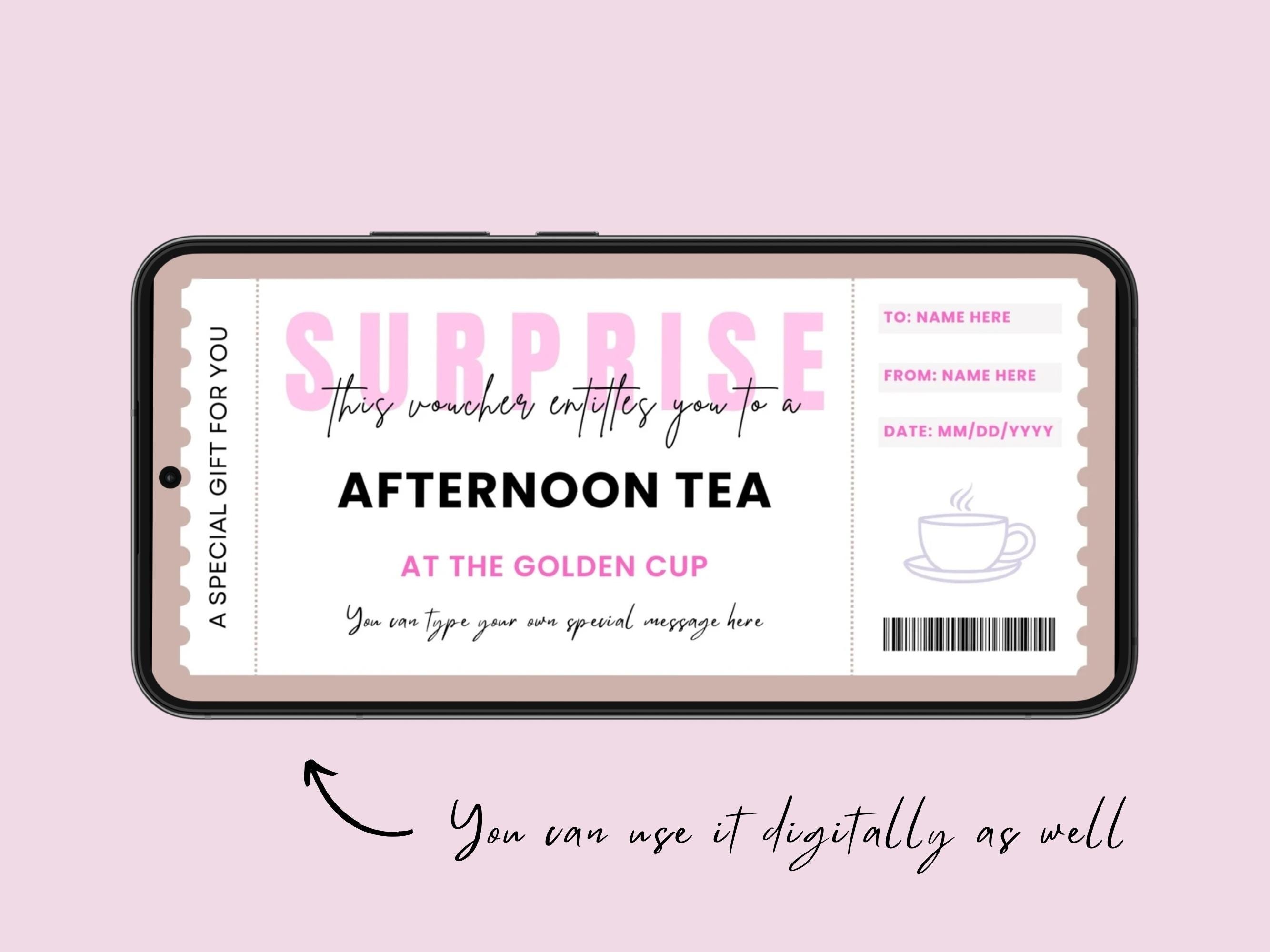 Afternoon Tea Voucher, Afternoon Tea Ticket, Afternoon Tea Gift Voucher ...
