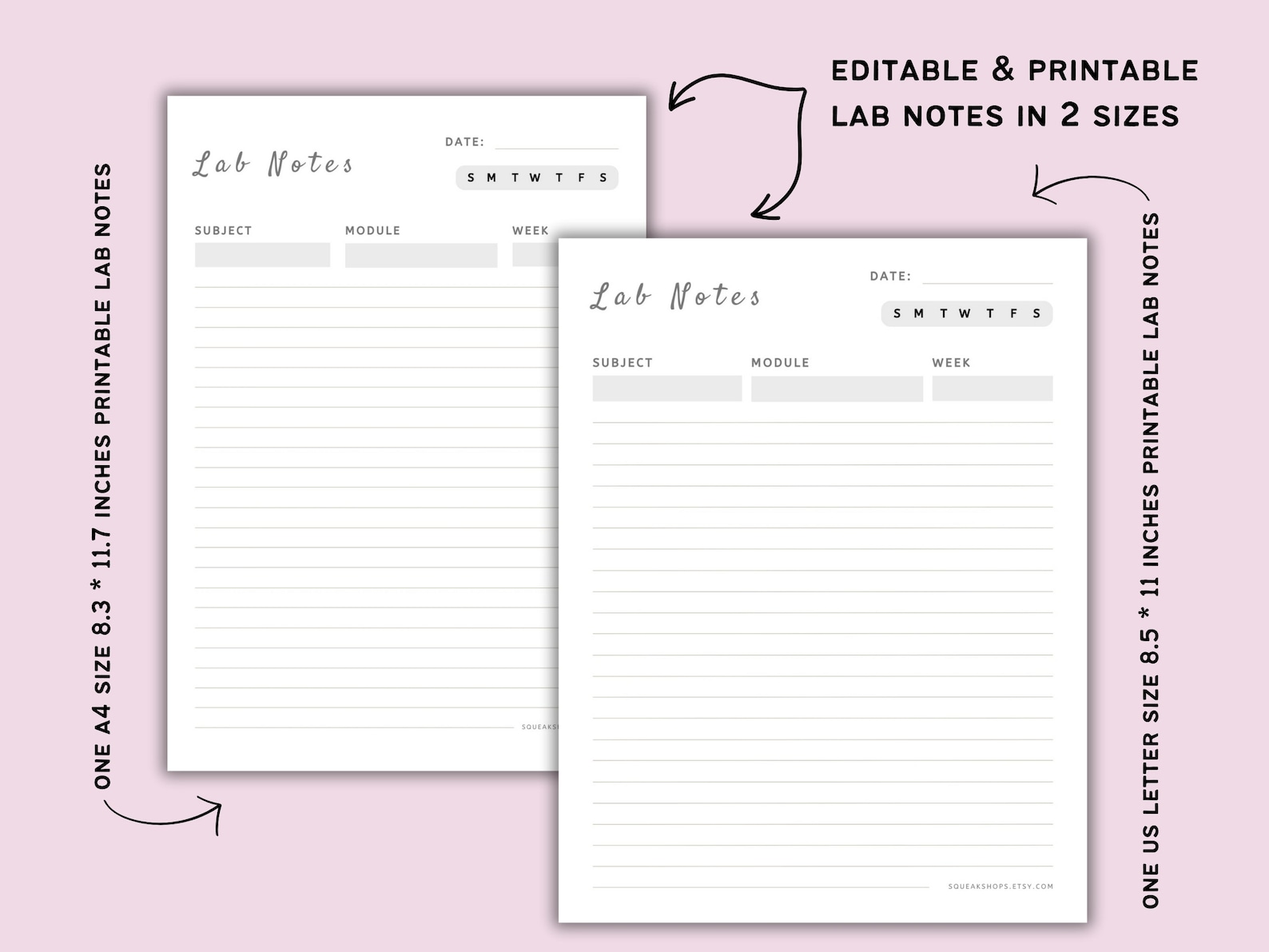 Printable Student Lab Notes, Lab Notes, Student Planner, Lined Lab ...