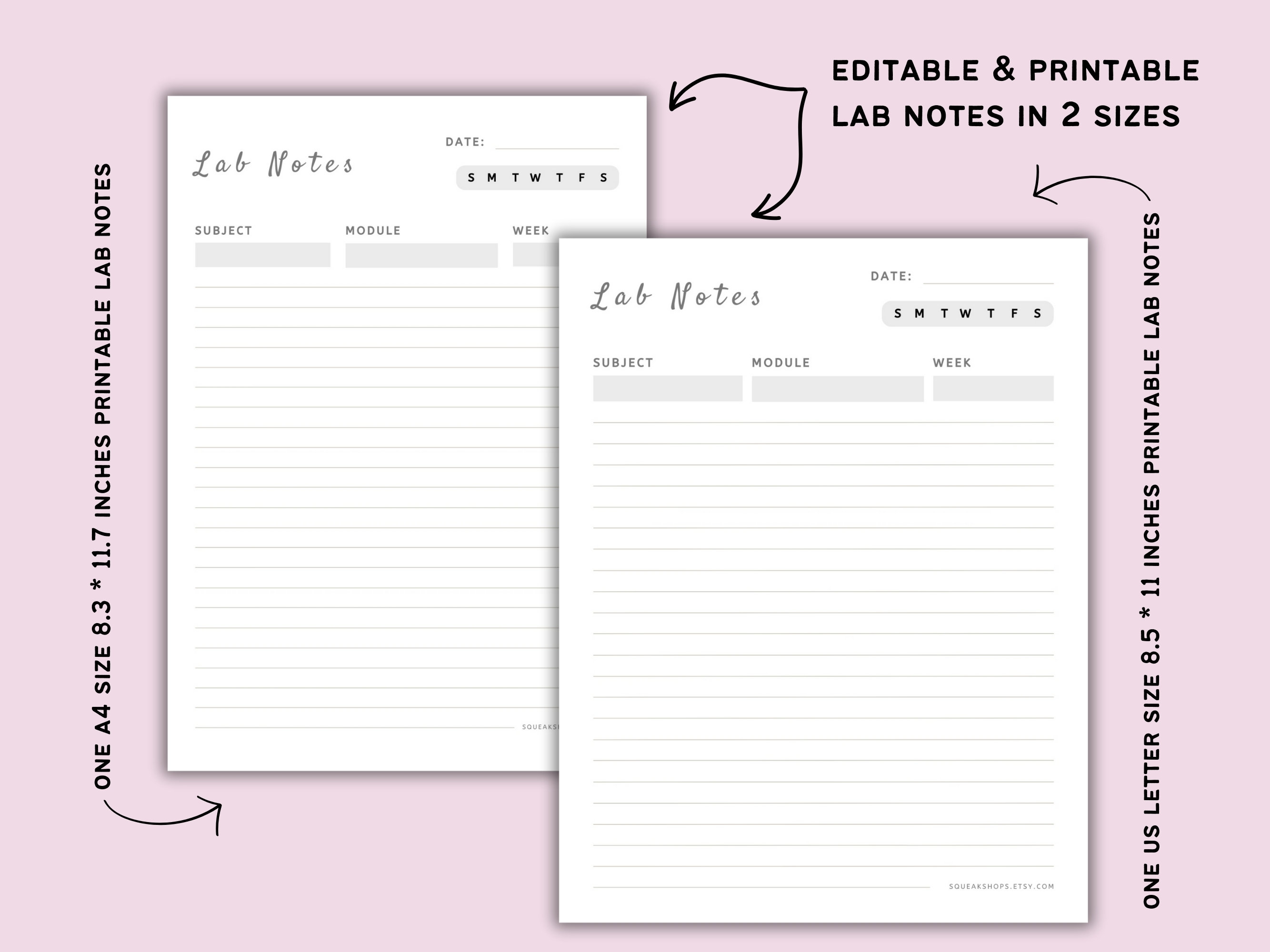 Printable Student Lab Notes, Lab Notes, Student Planner, Lined Lab ...