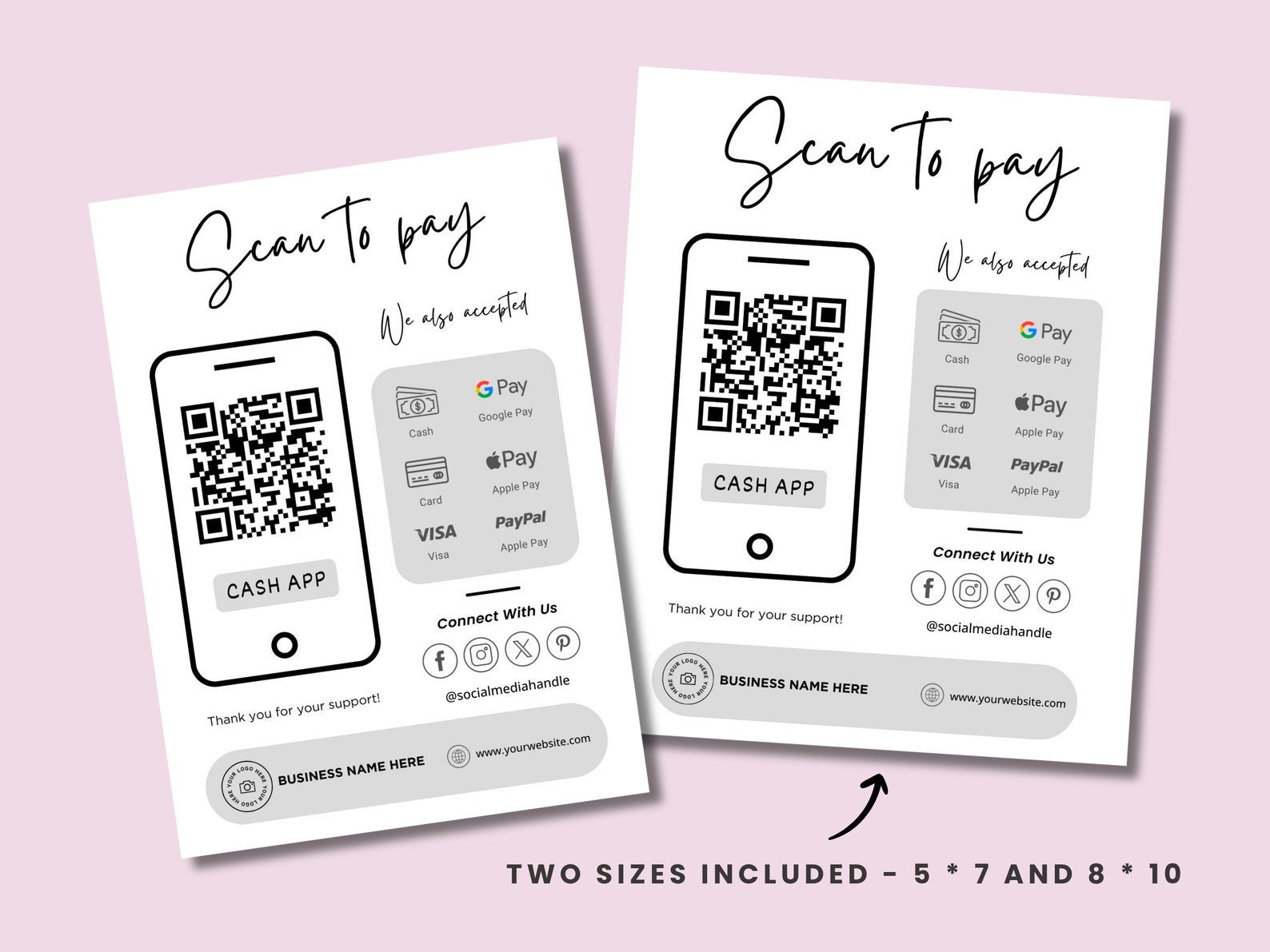 Scan to Pay QR Code Sign Template: Editable Canva Payment Sign - Etsy