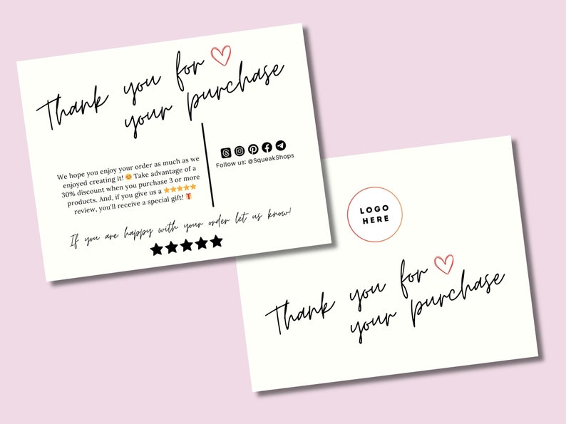 Small Business Thank You Card Template: Customizable Canva Design - Etsy