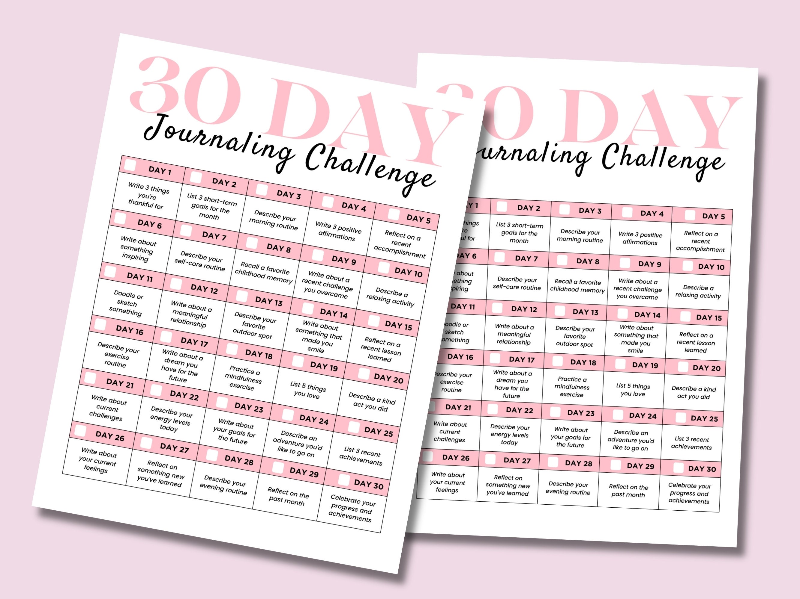 30 Day Journaling Challenge, Printable Journaling Challenge, Printable ...