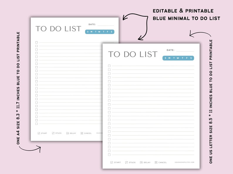 Minimalist to Do List Printable: Daily & Weekly Task Checklist (A4/US ...