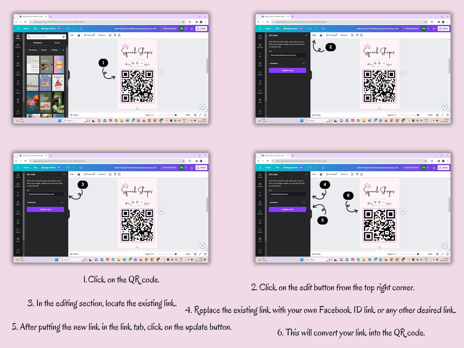 Facebook Business Card Canva Template, Facebook Editable and Printable ...