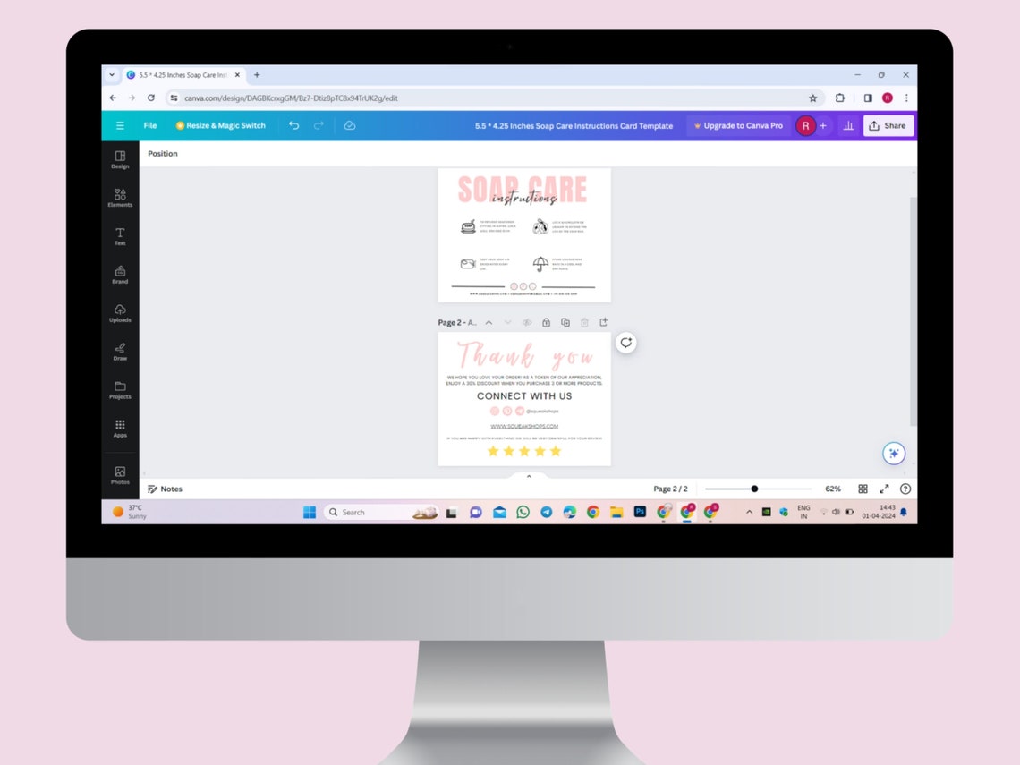 Editable Soap Care Card Template, Printable Soap Care Instructions ...