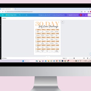 30 Day Self Care Challenge Printable: Editable Canva Template - Etsy
