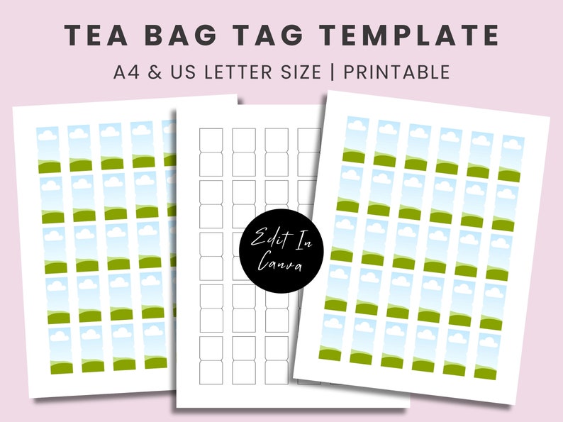 Tea Bag Tag Template, Printable Tea Bag Tag Template, Tea Bag Label ...