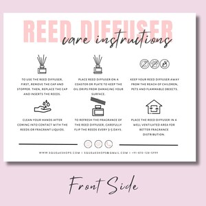 Reed Diffuser Care Instructions Template, Printable Room Diffuser Guide, Reed Diffuser Care ...