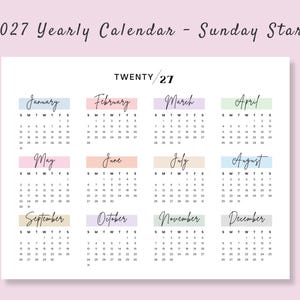 2027 Yearly Calendar: Landscape Planner, A4/letter Size (printable PDF ...