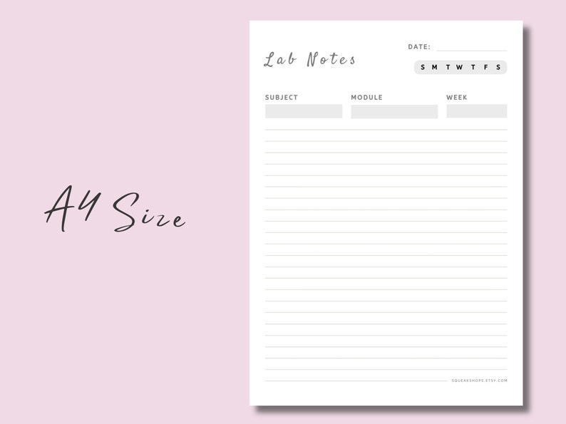 Printable Student Lab Notes, Lab Notes, Student Planner, Lined Lab ...