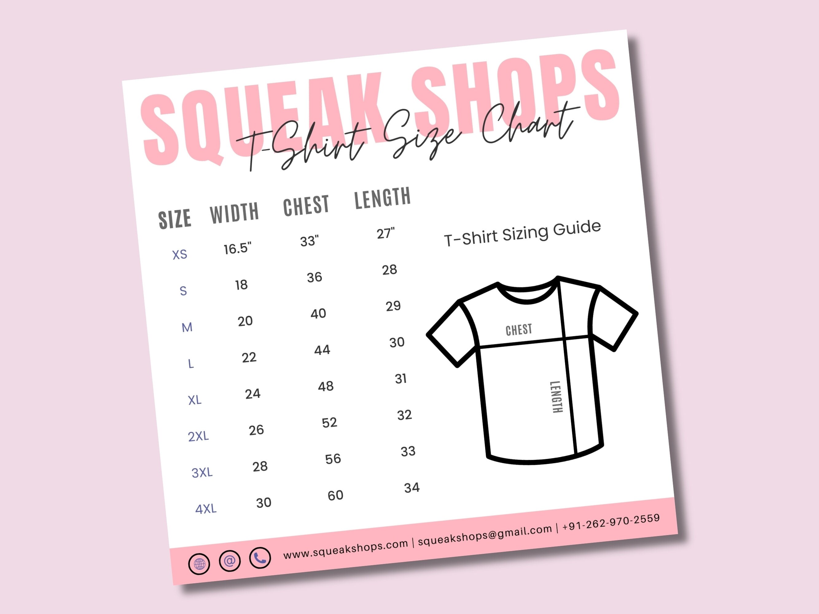 Printable T-shirt Size Chart Template: Editable Canva Guide (digital ...