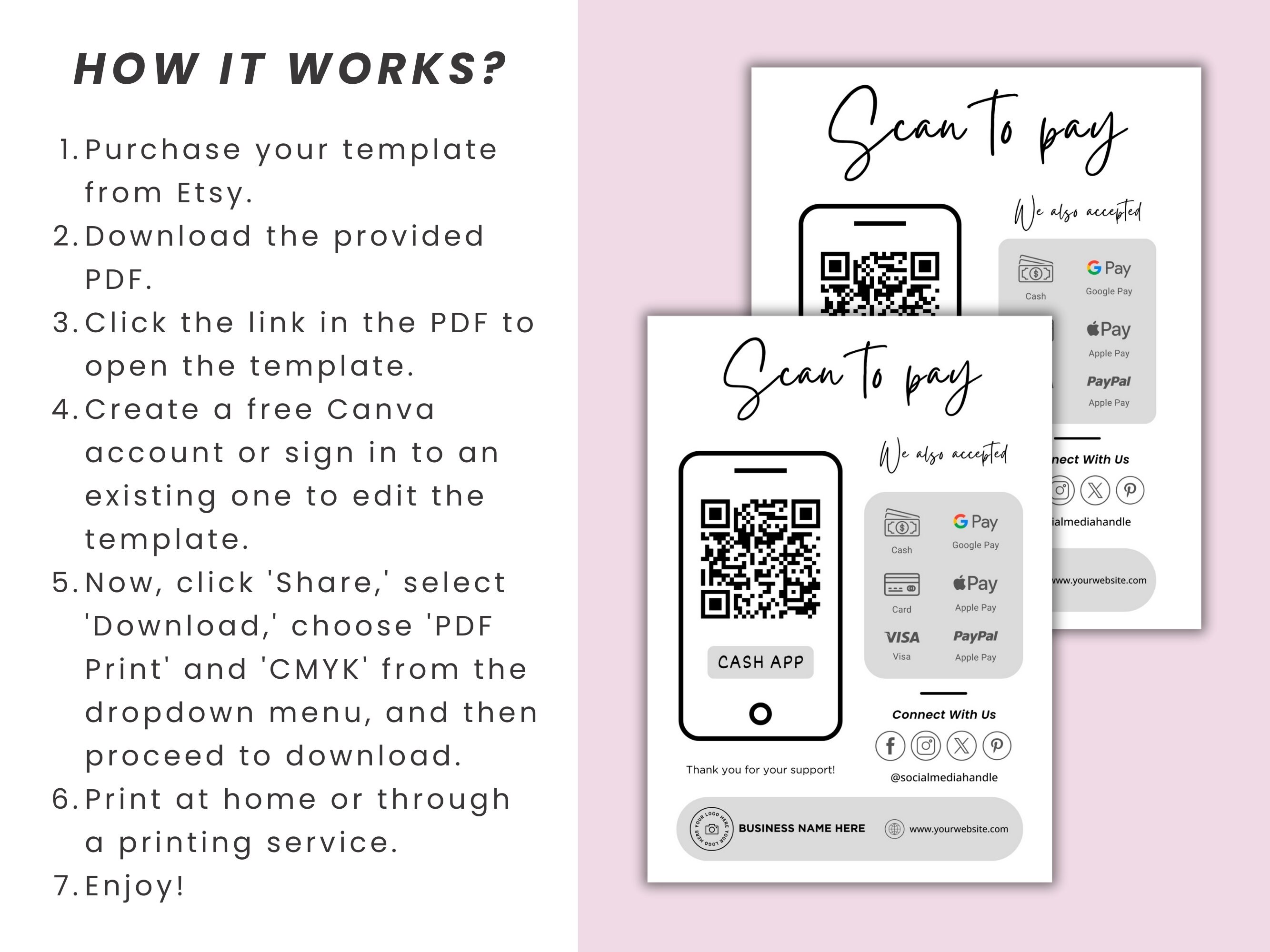 Scan to Pay Qr Code Sign Templates Bundle, Scan to Pay Sign, Scan to ...