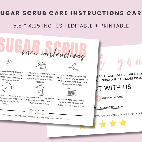 Body Scrub Care Card - Etsy