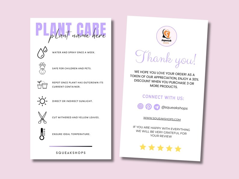 Editable Plant Care Card Template: Printable Guide (2x3.5 Inches) - Etsy
