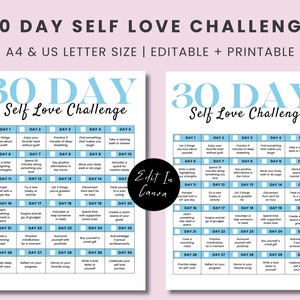 30 Day Self Love Challenge, Printable Self Love Challenge, 30 Days of ...